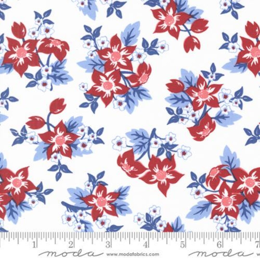 Patriotic Flowers on White From the Star Spangled Collection From Moda ...