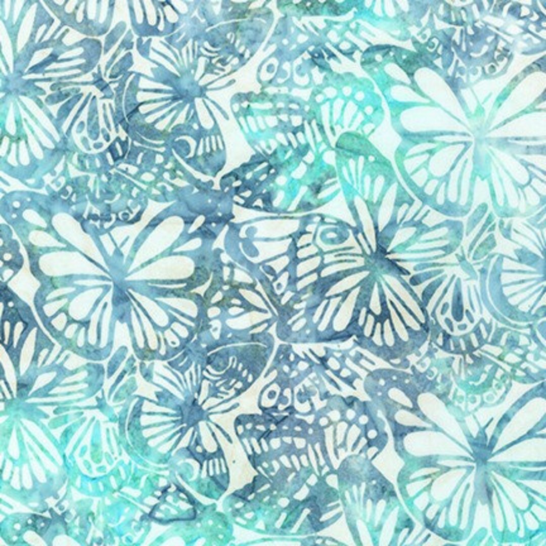 Batik Fabric- Spa Light Blue Butterfly Wings From Artisan Batiks ...