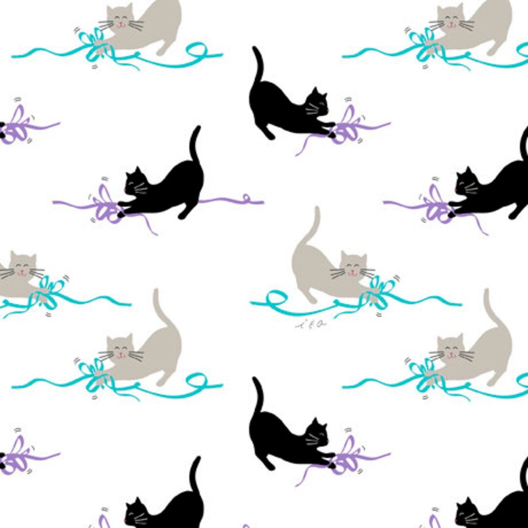 Cats and Ribbons From Cat in the Box Collection by QT Fabrics Choose ...
