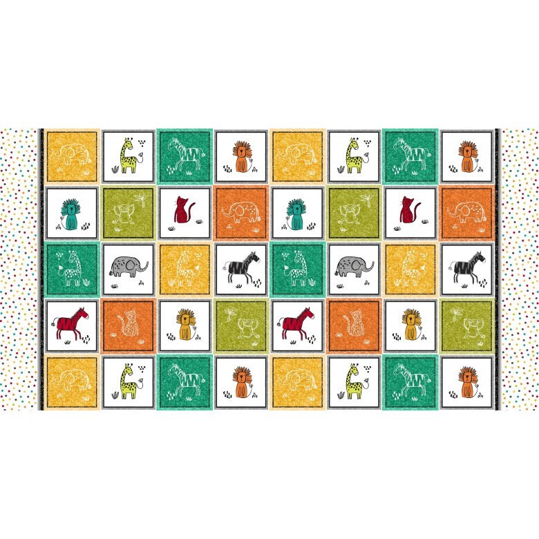 Safari Animal Patchwork CONTINUOUS BORDER PANEL approx | Etsy