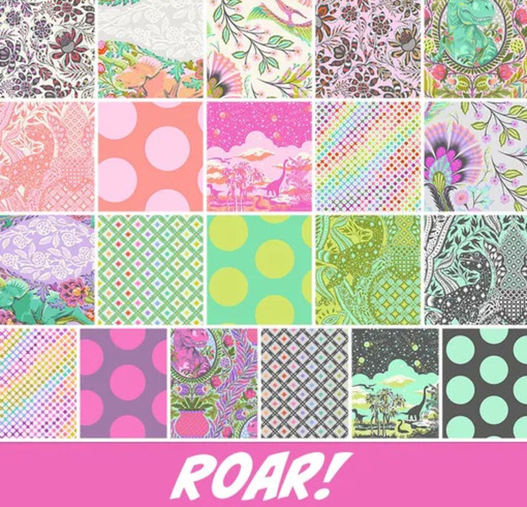 PRE-ORDER Charm Pack 10x10 42pcs From the Roar Collection by Tula Pink ...