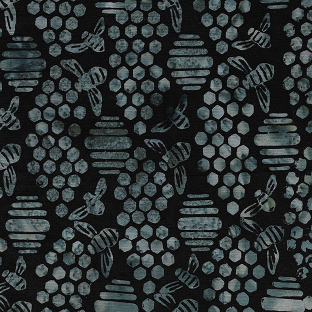 BATIK FABRIC - Bee Honeycomb in Black Shadow From Beehive Buzz ...