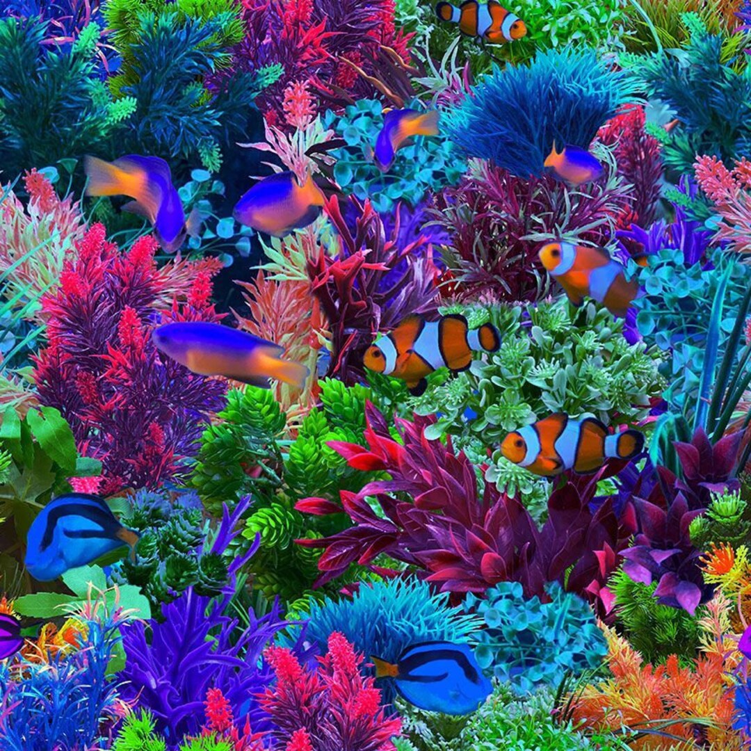 Coral Sea Life From Deep Blue Sea Collection by Timeless Treasures- 100 ...