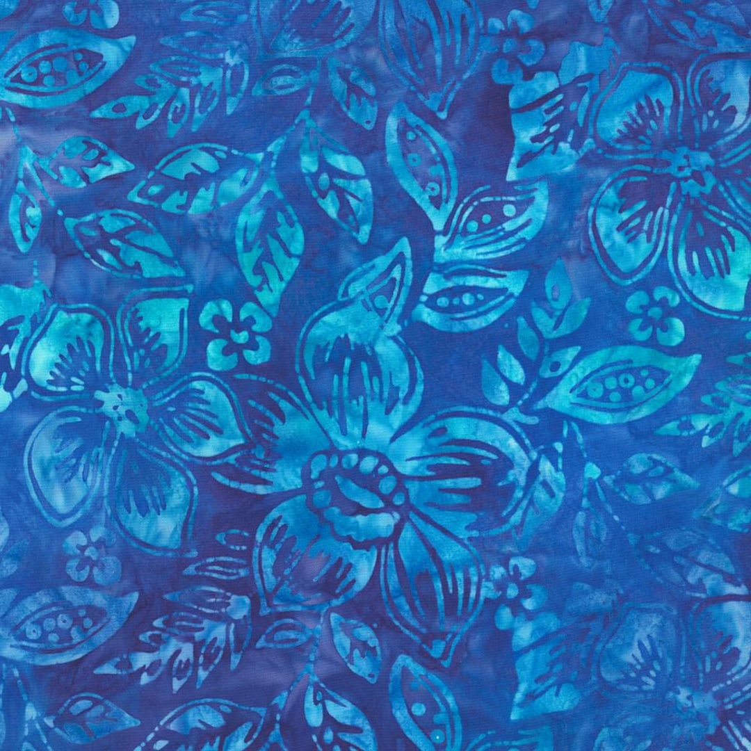 Batik Blue Tropical Flowers Foliage From the Artisan Batiks Tropical ...