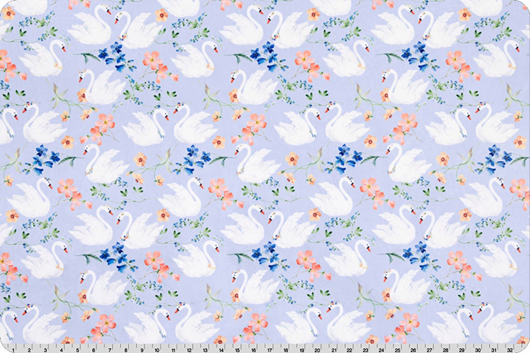 Floral Swans Digital Cuddle® Multi Smooth Minky From Shannon Fabric ...
