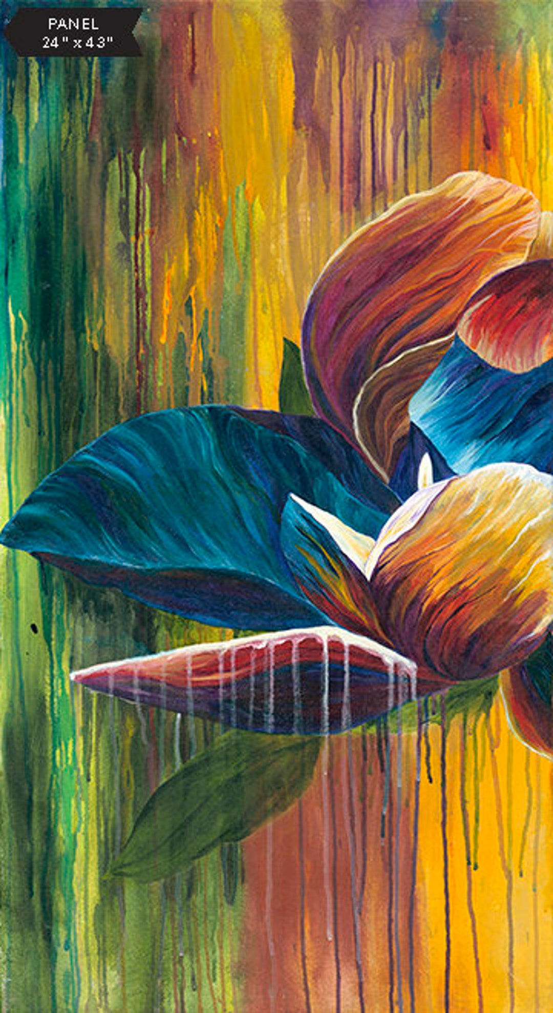 Artistic Abstract Flower A FABRIC PANEL (approx 24"x44") From ...