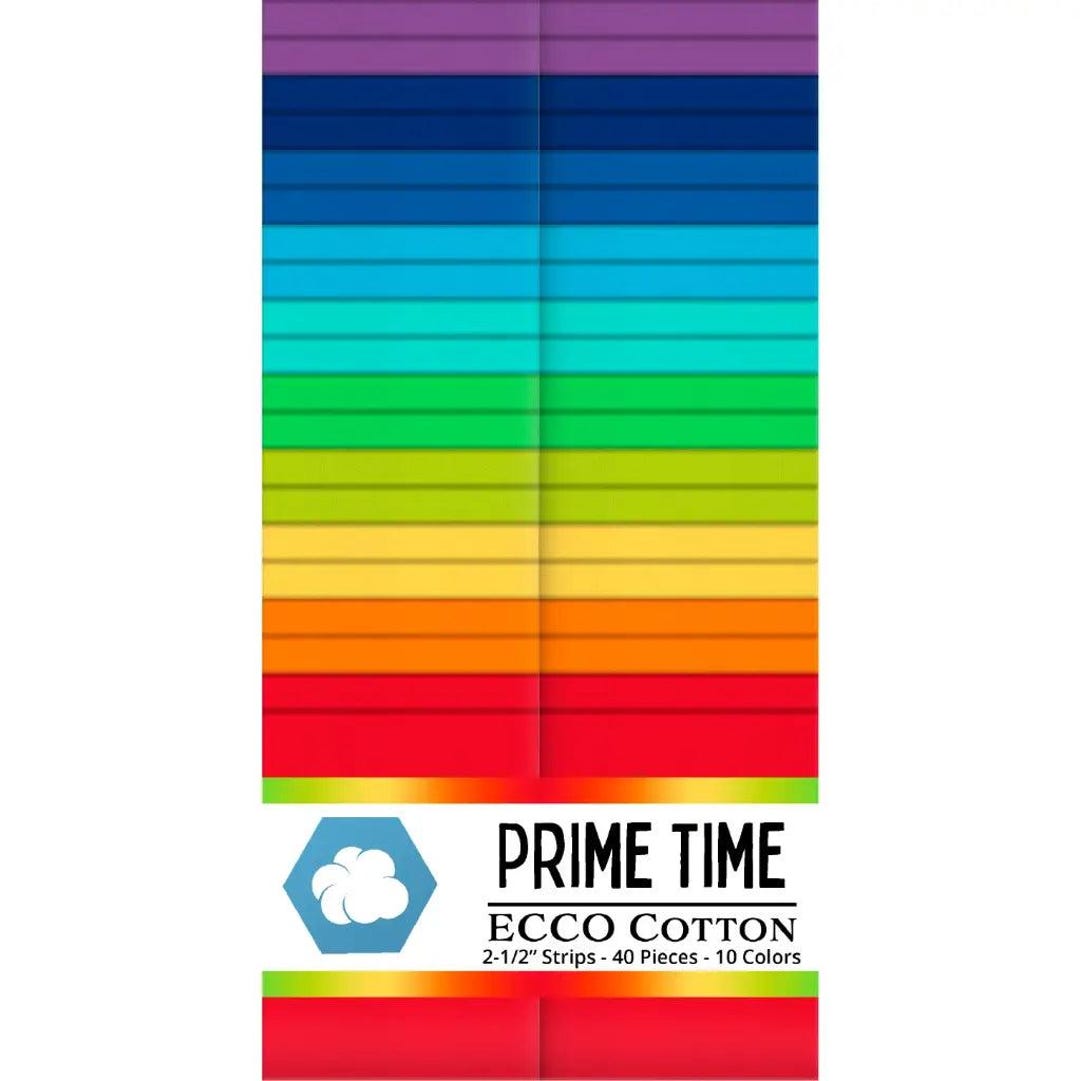 Strip Pack 40pc in Prime Time Rainbow by ECCO COTTON for Lumin Fabrics ...