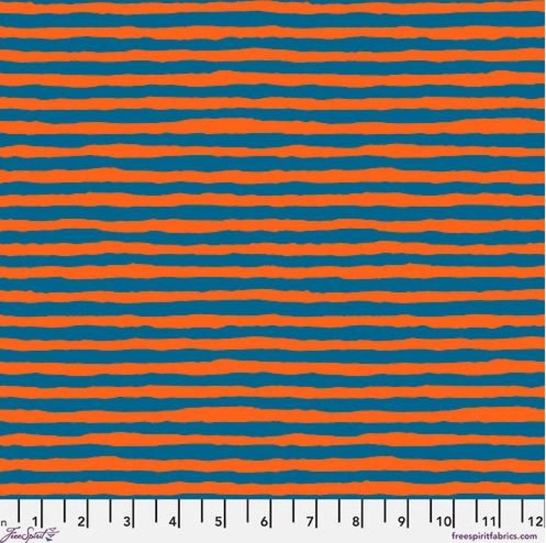 Kaffe Fassett Comb Stripe in Orange & Blue From the Kaffe - Etsy