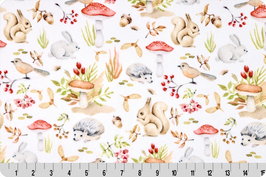 Double Sided Minky - Fall Critters Cloud Cuddle® in Snow From Shannon ...