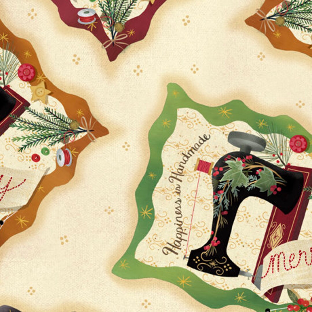 Sewing Machine Patches in Beige From Happiness is Homemade Collection ...