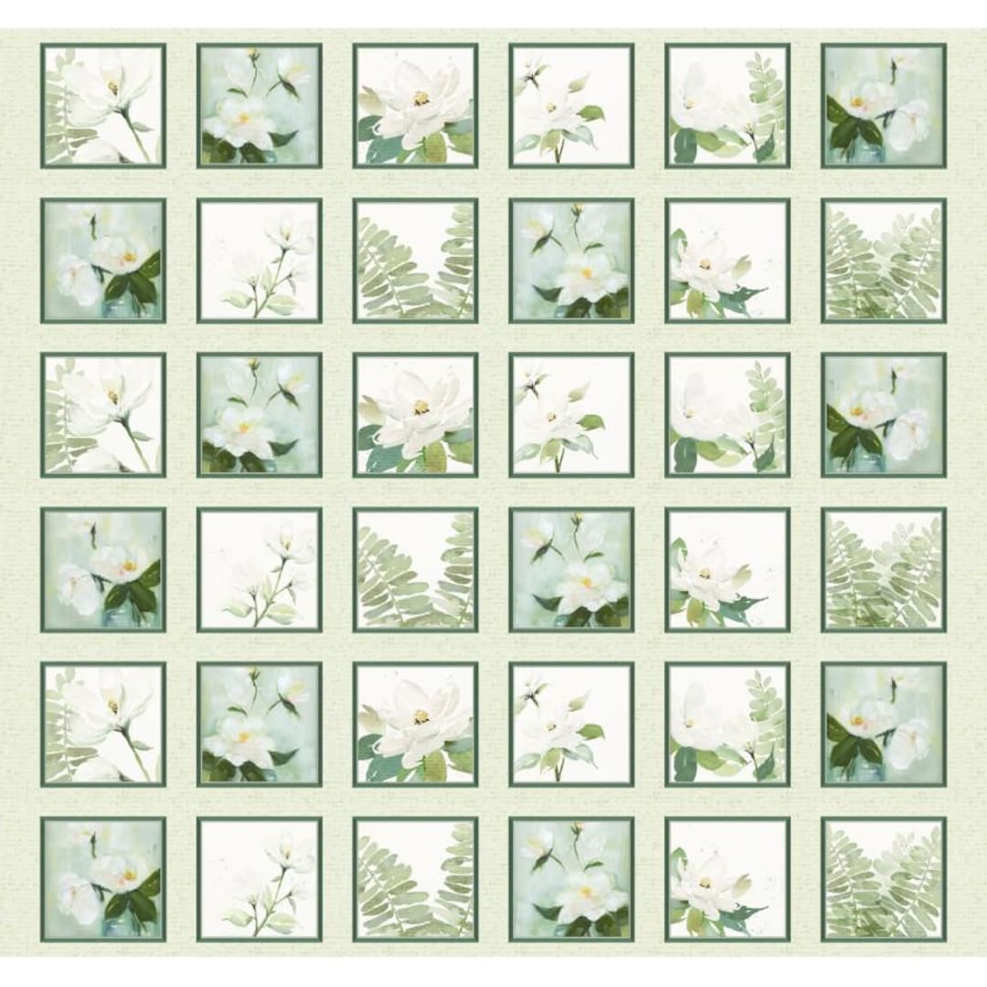 Magnolia Patches Running Yardage in Light Green From the Sweet Magnolia ...