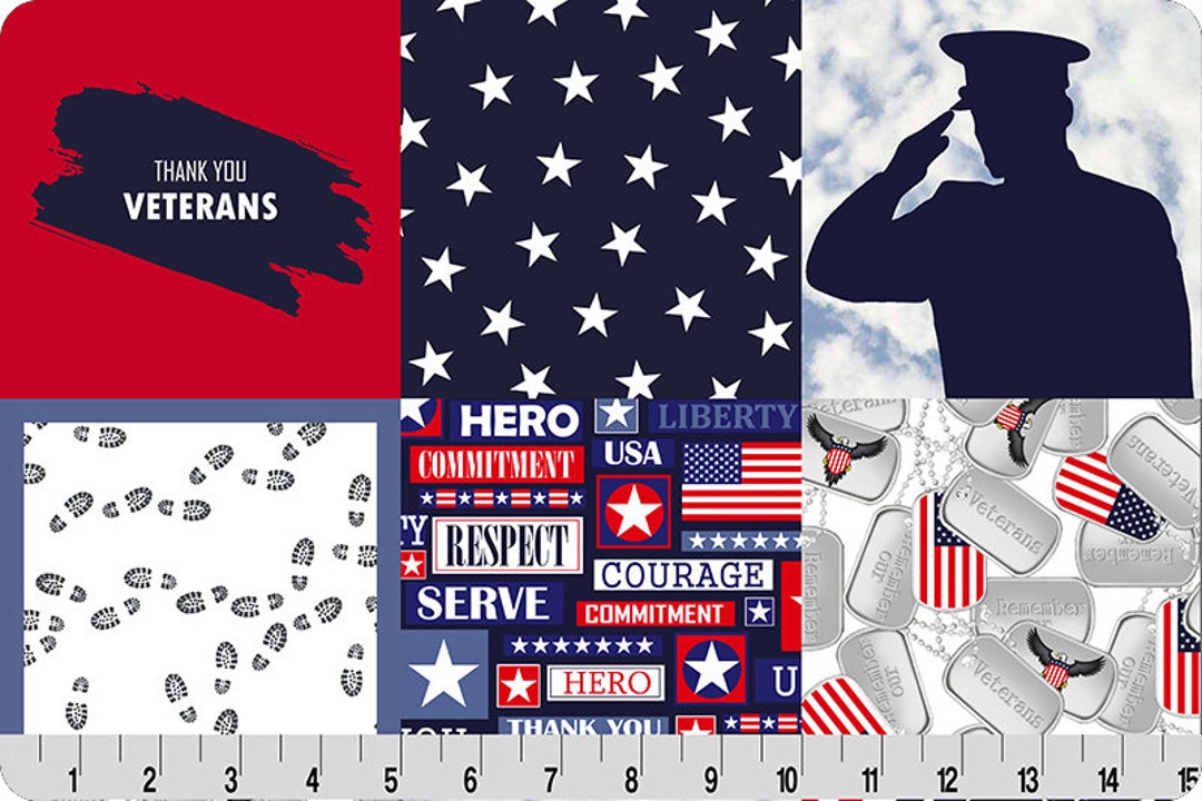 Veterans Digital Cuddle® in Navy Blue & Red by Shannon Fabrics - 2.5mm ...