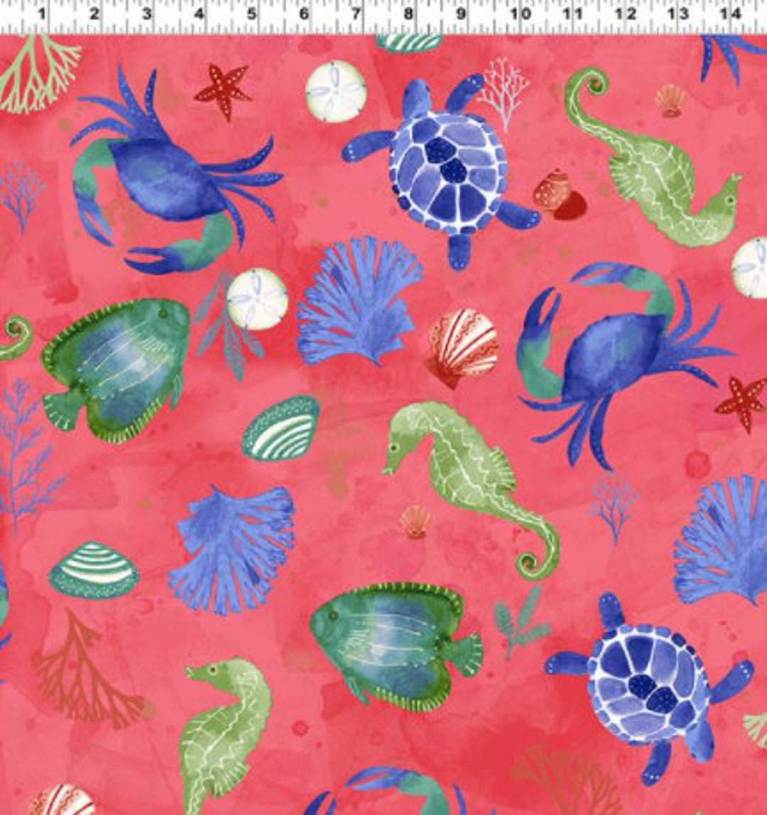Sea Creatures in Raspberry From Sanibel Collection by Sue Zipkin for ...