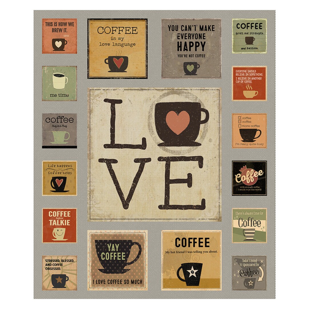 YAY! Coffee! Digital Block PANEL Approx 36"x43" From YAY! Coffee ...