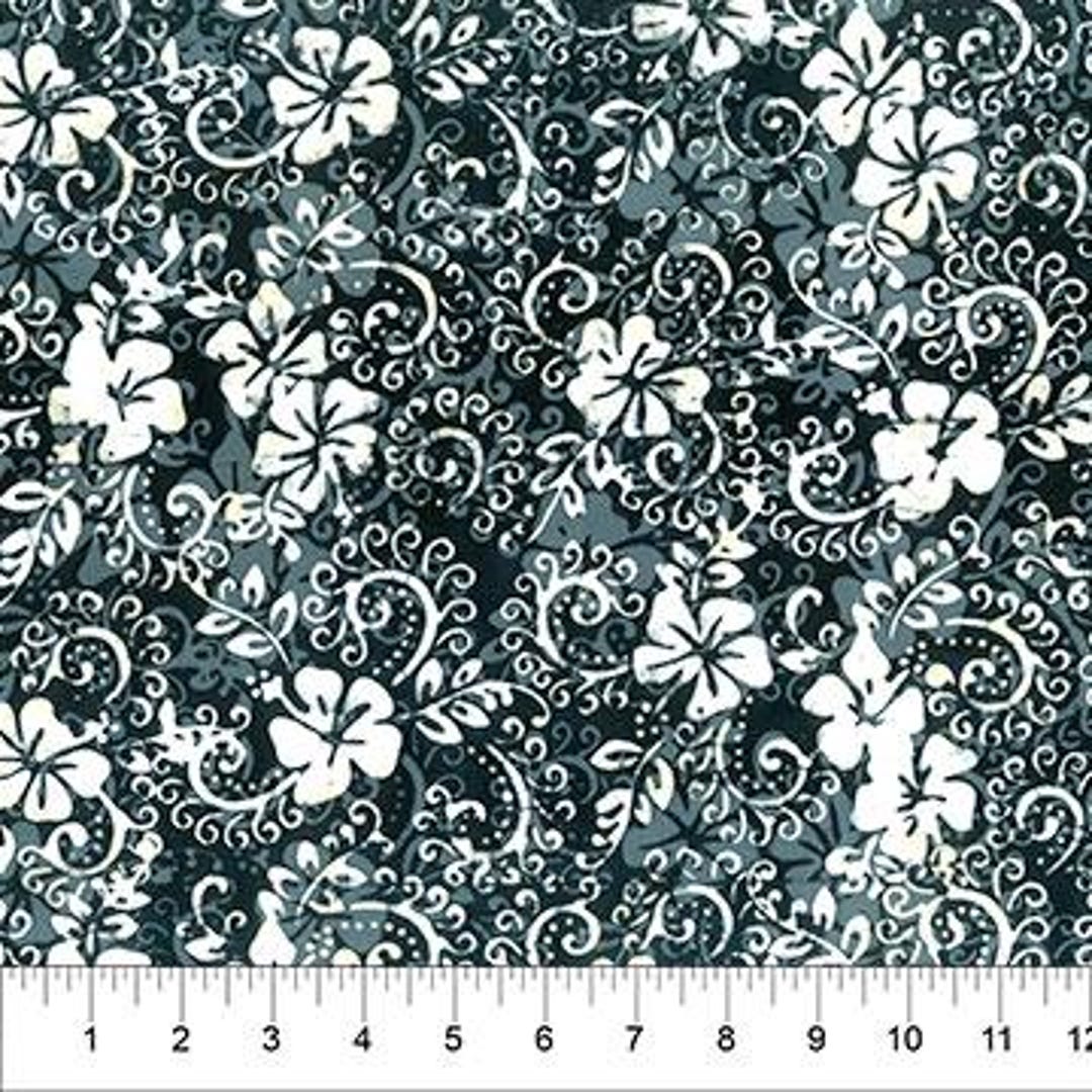 Batik Blender - Floral in Midnight Caller From the Boardwalk Dreams Collection by Banyan Batiks ...