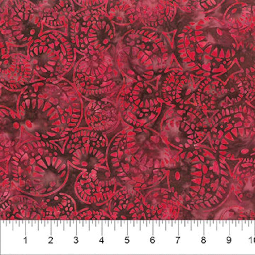Batik Cotton Fabric- Bouncing Balls in Dark Red From Banyan Batik ...