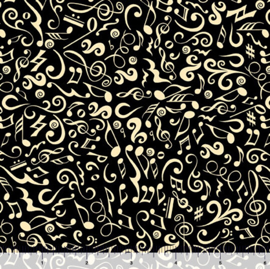 Music Notes in Black From Tiny Tunes Collection by QT Fabric- Band ...