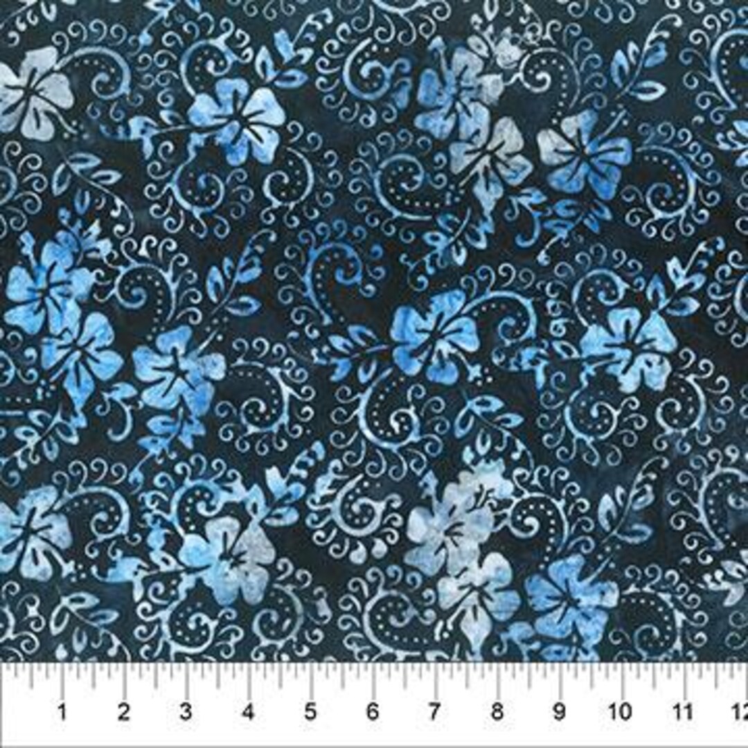 Batik Blender - Floral in Indigo From the Boardwalk Dreams Collection by Banyan Batiks Studio ...