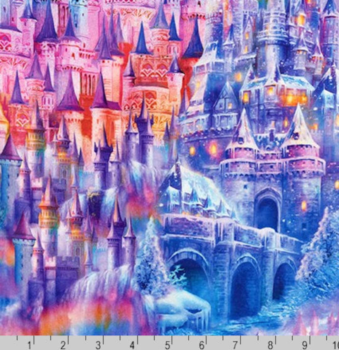 1 Yard Cut of Rainbow Castles Digital Print From Robert Kaufman Fabric ...