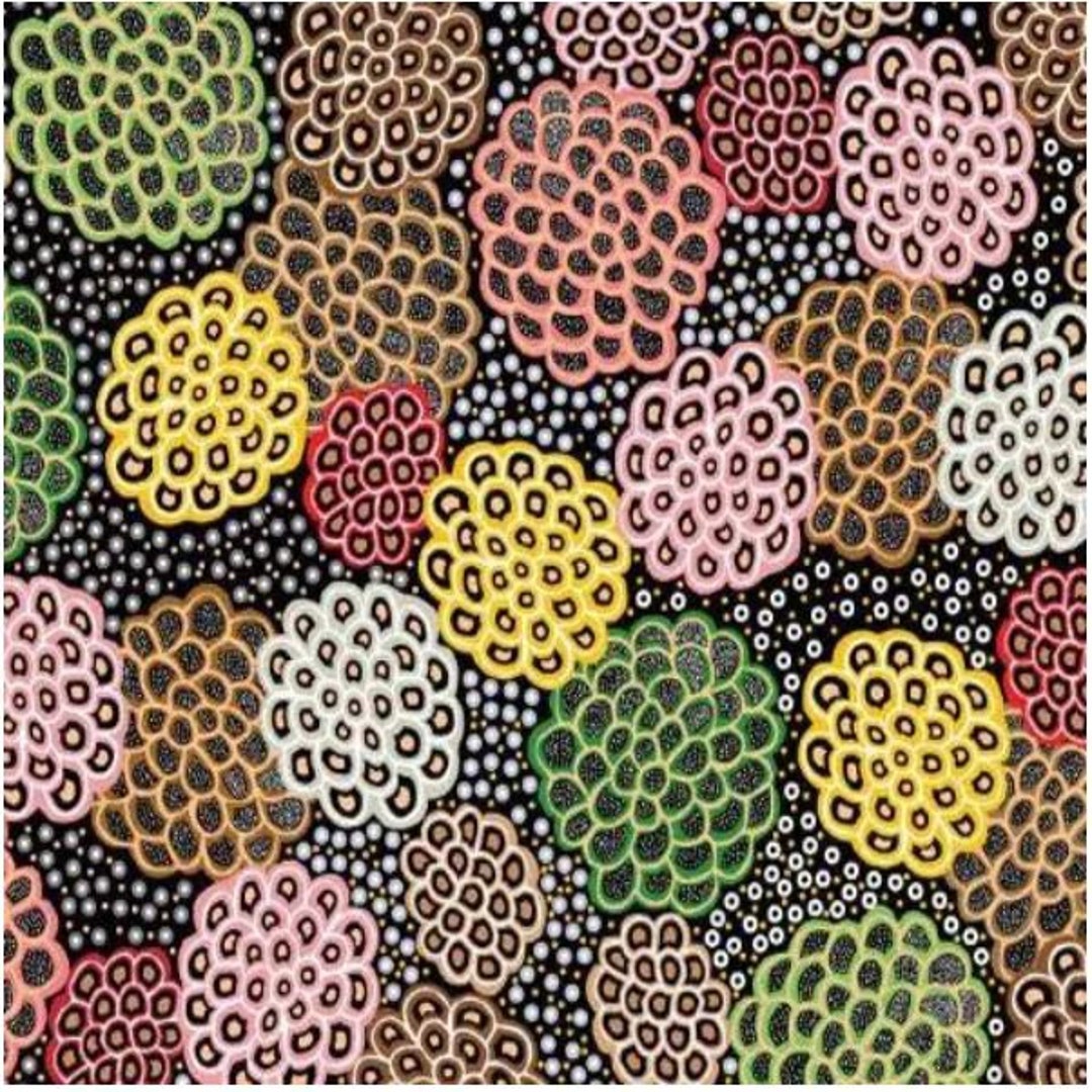 Dancing Flowers in Black From Aboriginal Designs Collection by M & S ...