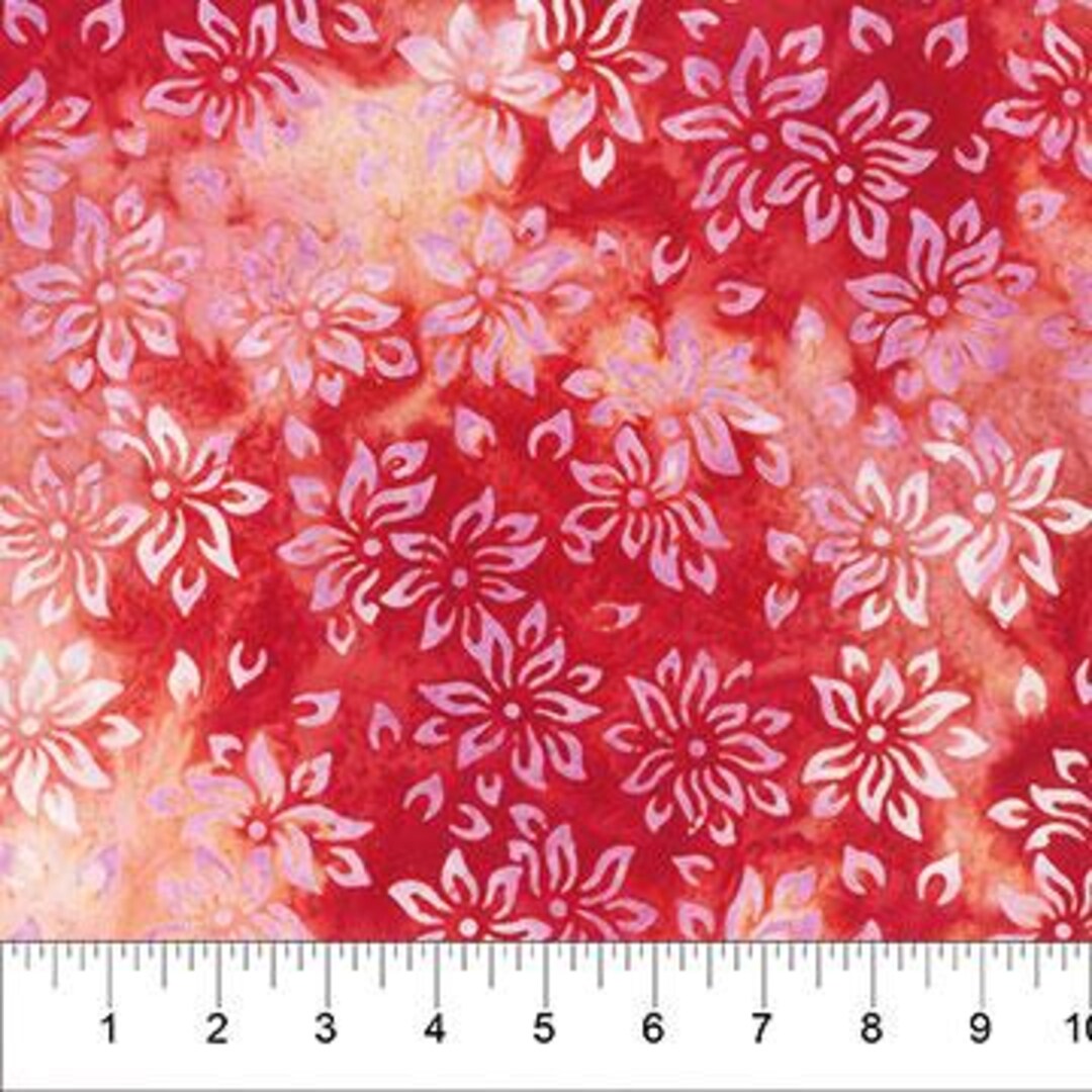 Batik Fabric - Floral in Lipstick Red From the Rock Candy Collection by ...