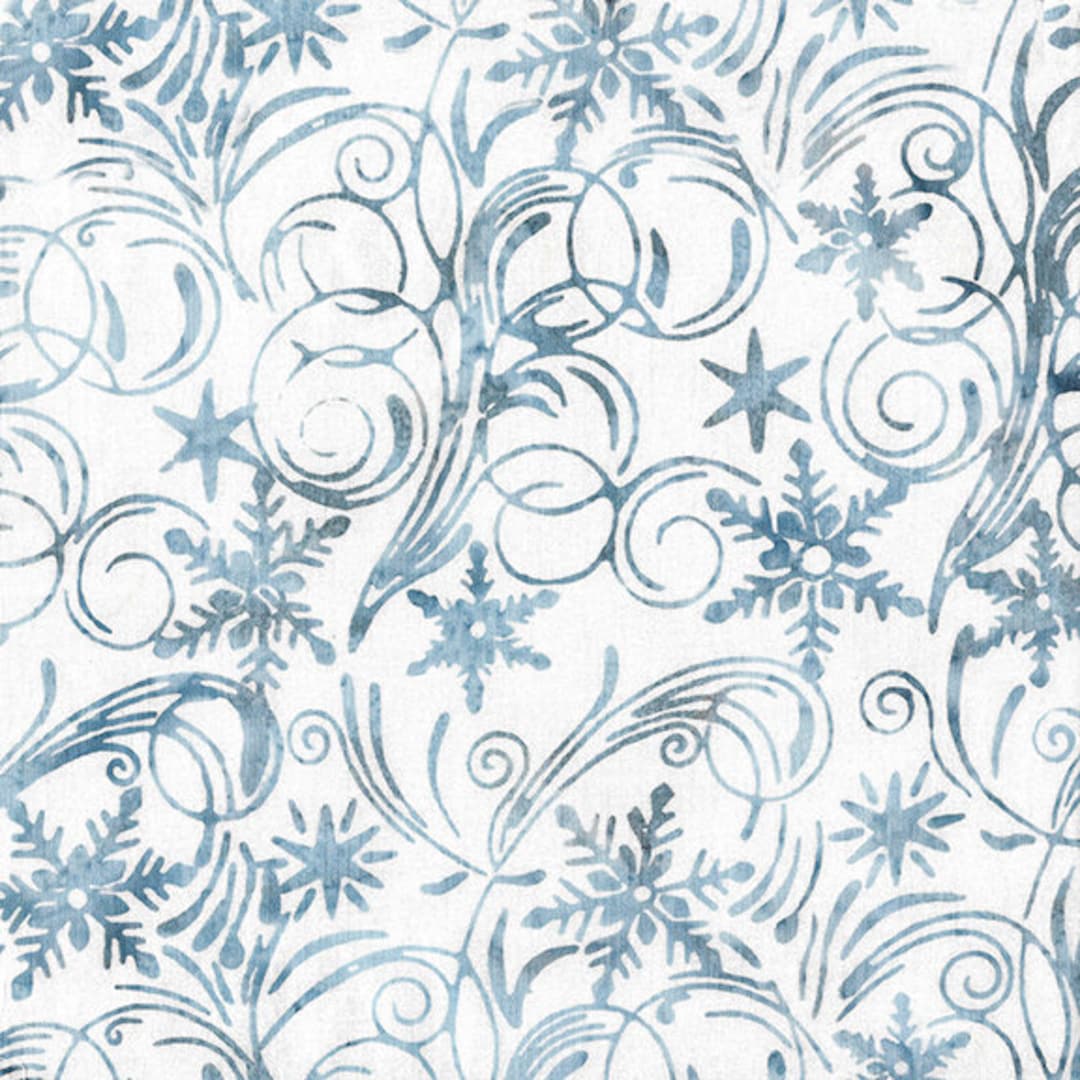 BATIK FABRIC Snowflake Swirls in White From Snowsicle Collection by ...