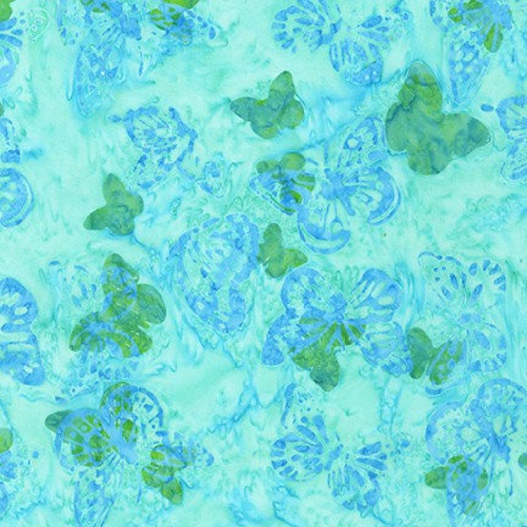 Batik Fabric- Azure Blue Butterflies From Artisan Batiks: Watercolor ...