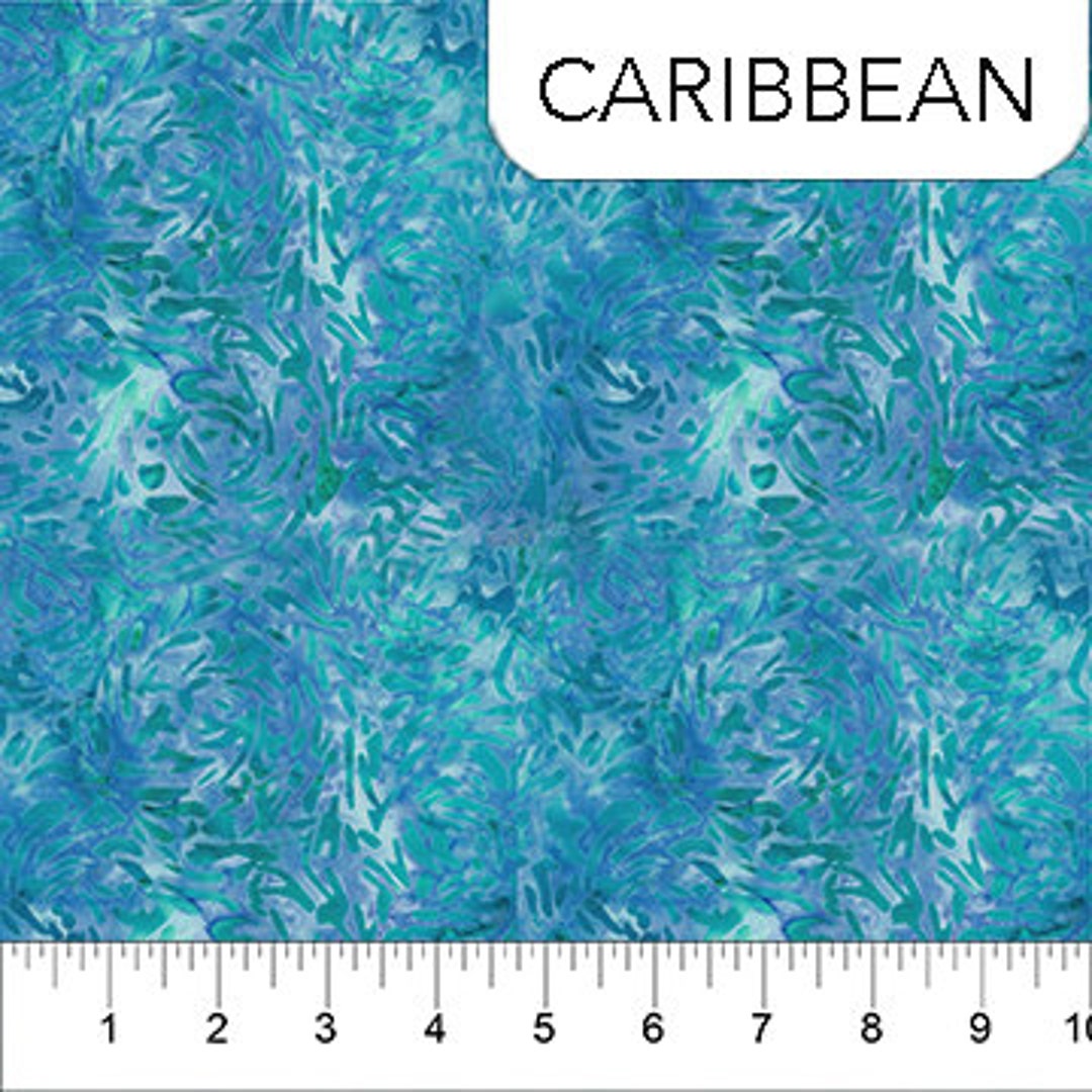 Batik Cotton Fabric-abstract Swirls in Caribbean Blue From Banyan Batik ...