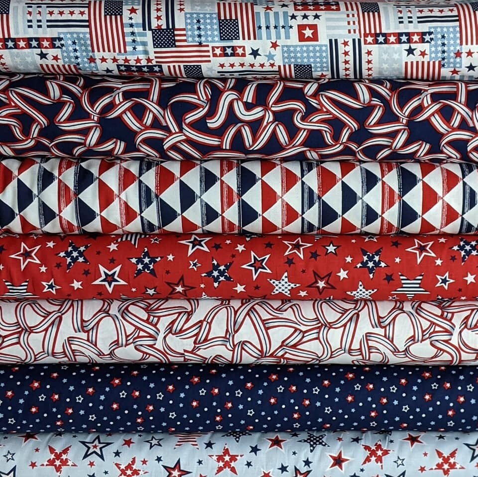 Red White and Blue Patriotic FABRIC BUNDLE SET from American | Etsy