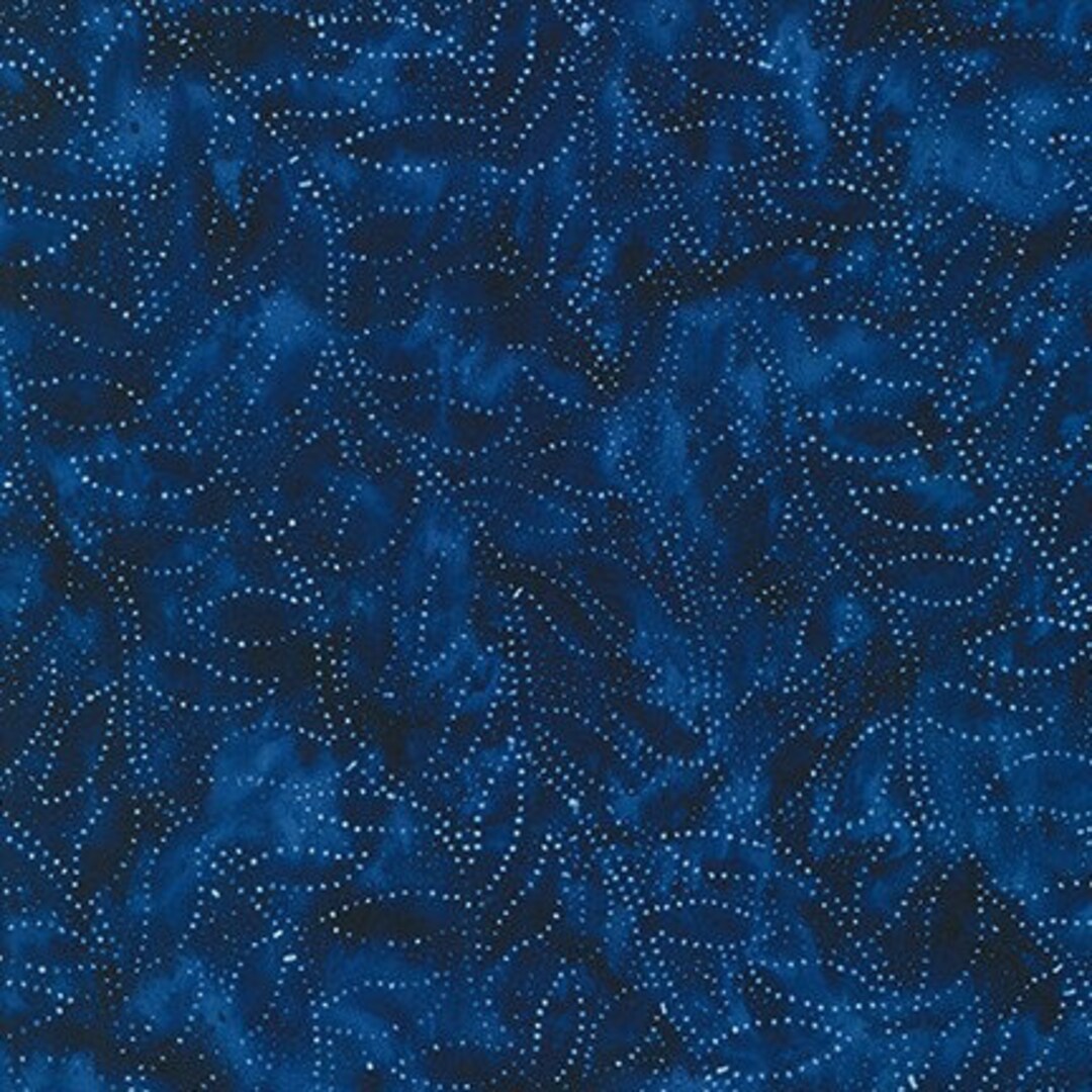Batik Fabric- Dotty Leaves in Navy Blue by Lunn Studios From Artisan ...