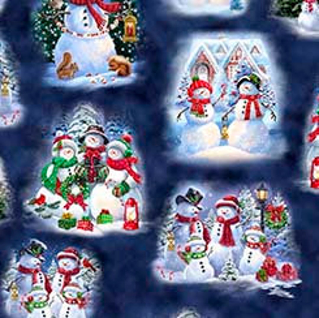 Snowman Vignettes in Navy From the Snowman Holiday Collection by ©gina ...