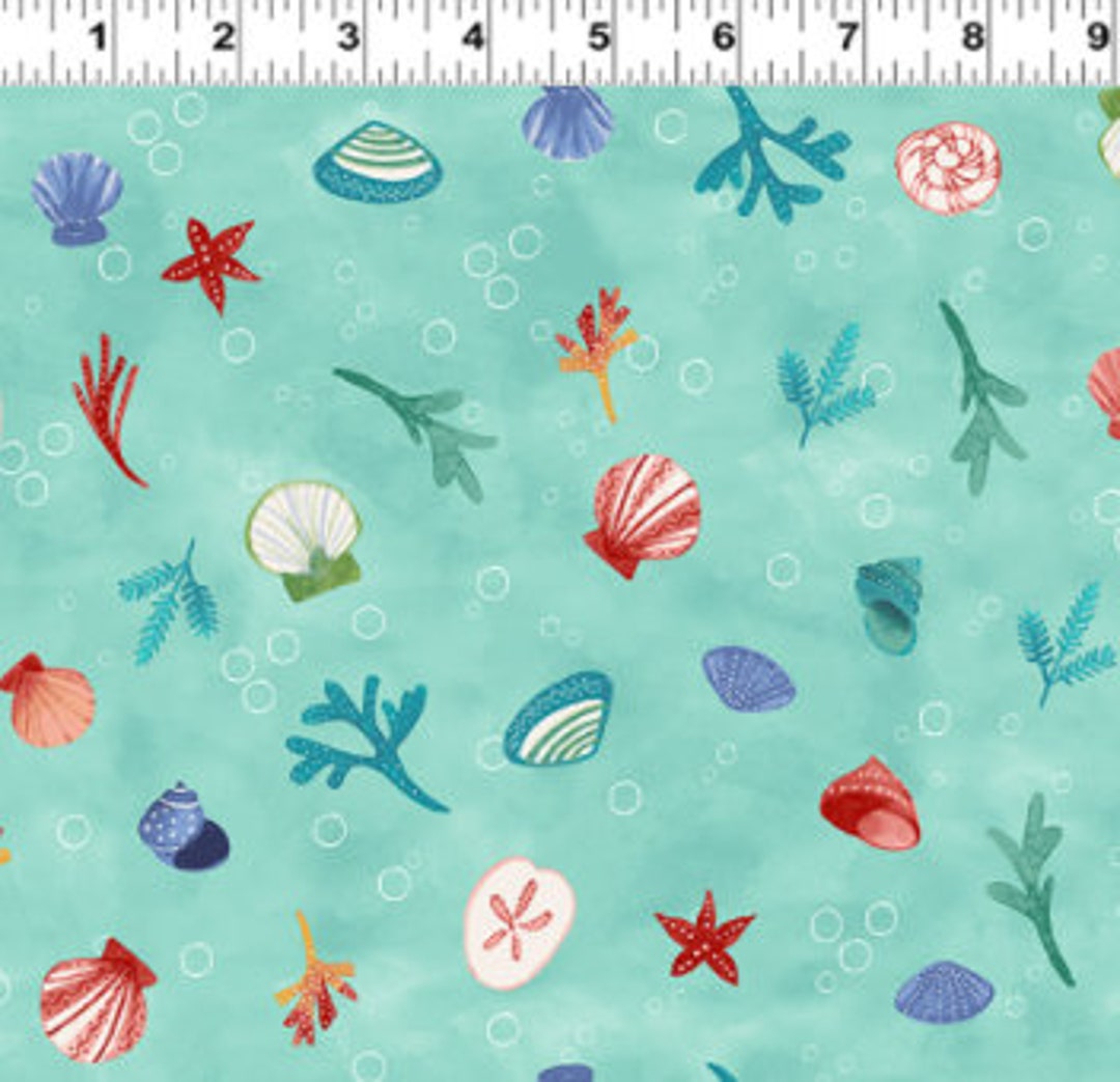 Sea Shells in Aqua Blue From Sanibel Collection by Sue Zipkin for ...