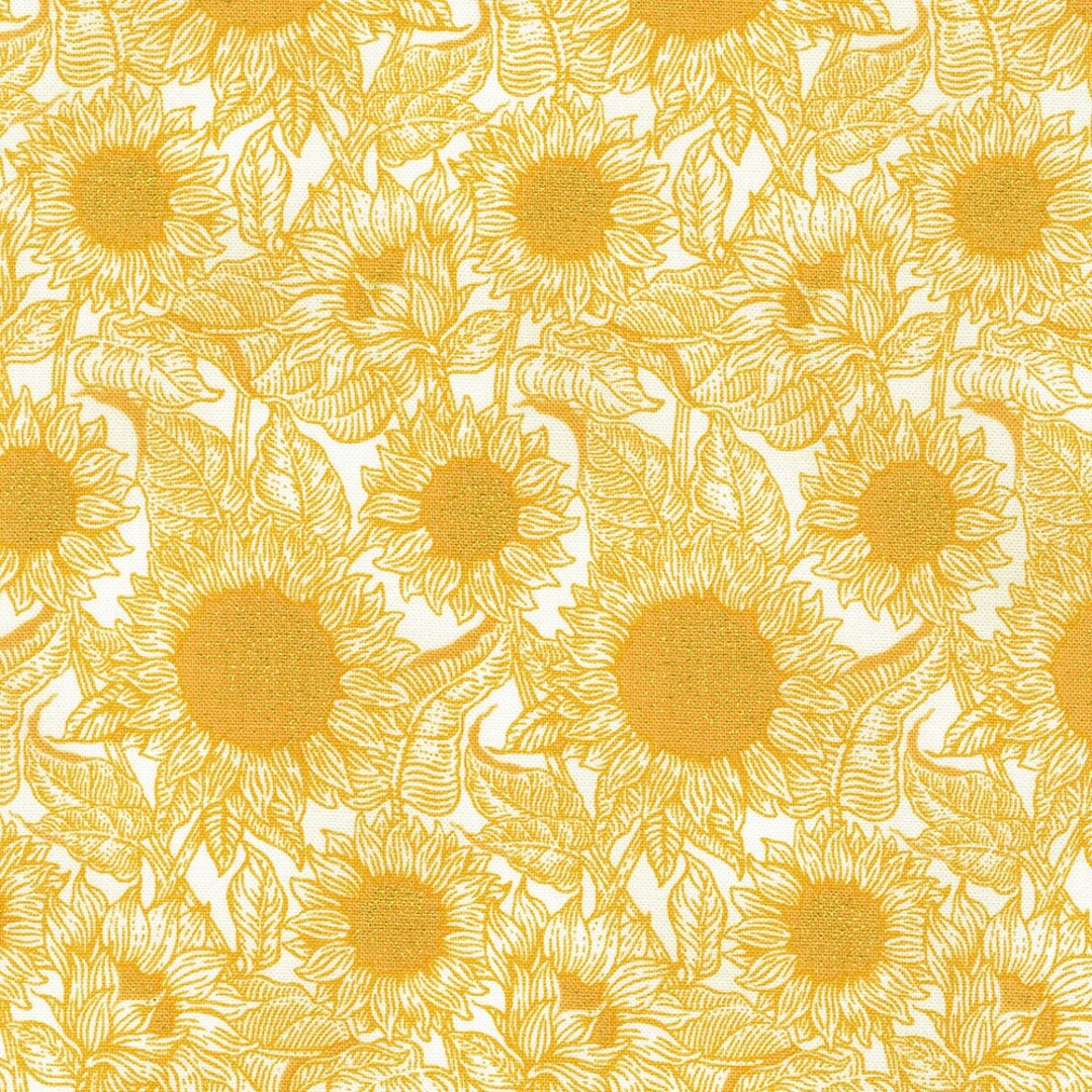 Tonal Sunflowers Metallic in Cornsilk From Autumn Fields - Etsy