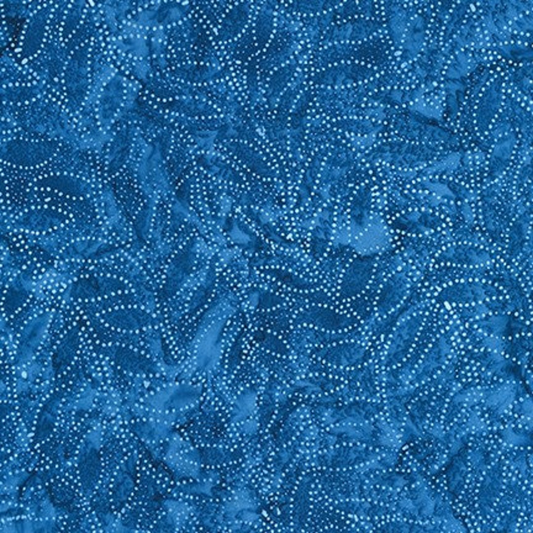 Batik Fabric- Dotty Leaves in Denim Blue by Lunn Studios From Artisan ...
