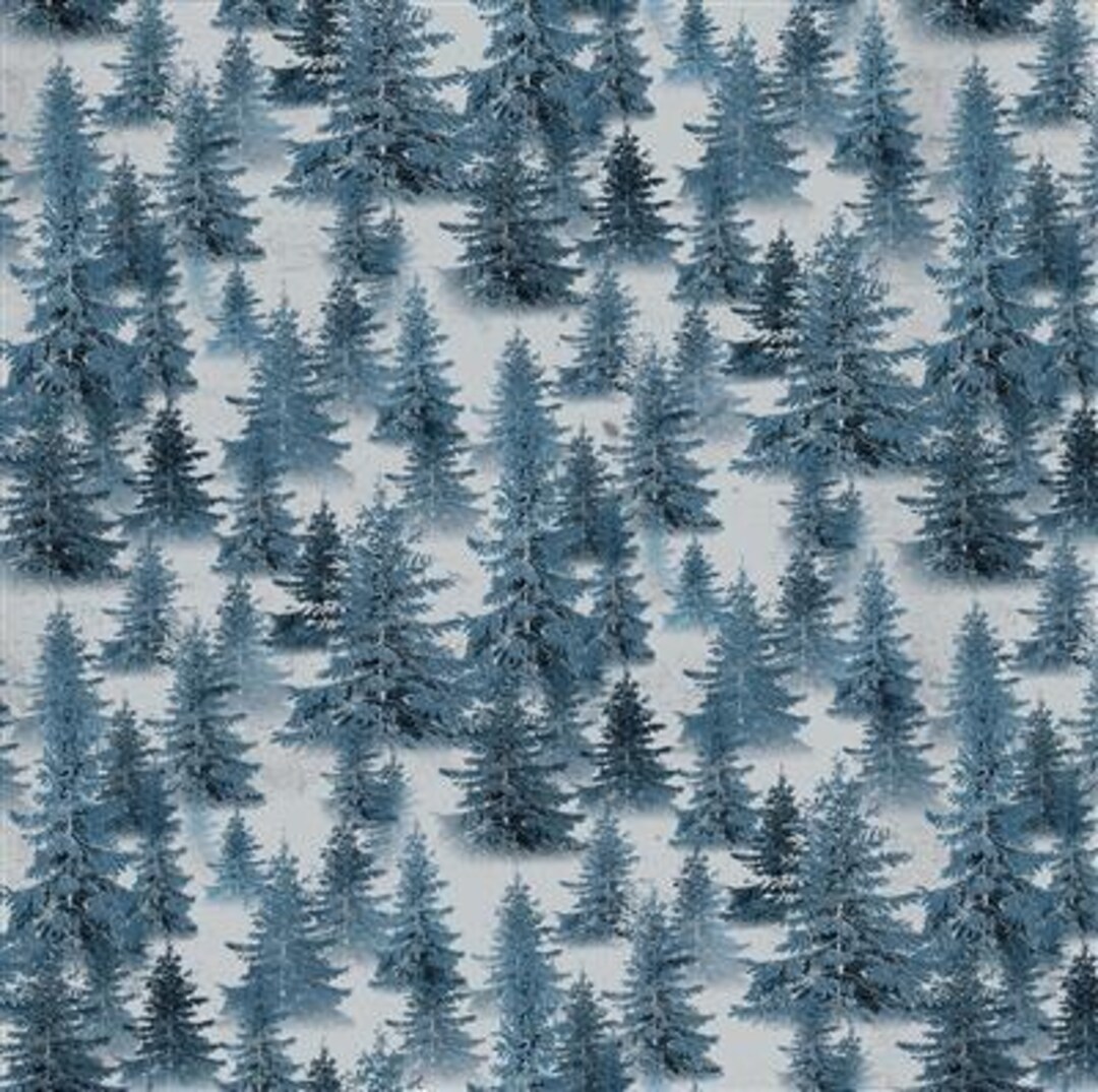 Snow Mountain Trees in Blue From the Snow Mountain Collection by Dan ...
