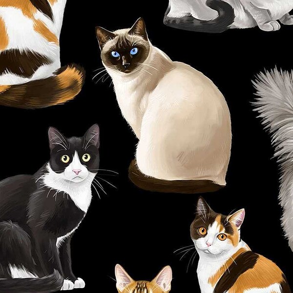 Realistic Cats Fabric - Etsy