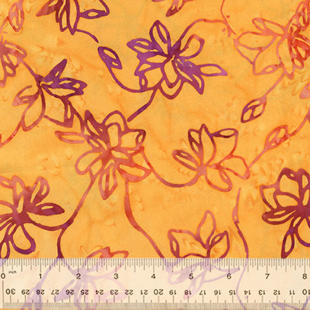 Batik Fabric - Lotus in Melon From the Plum Fizz Collection by ...