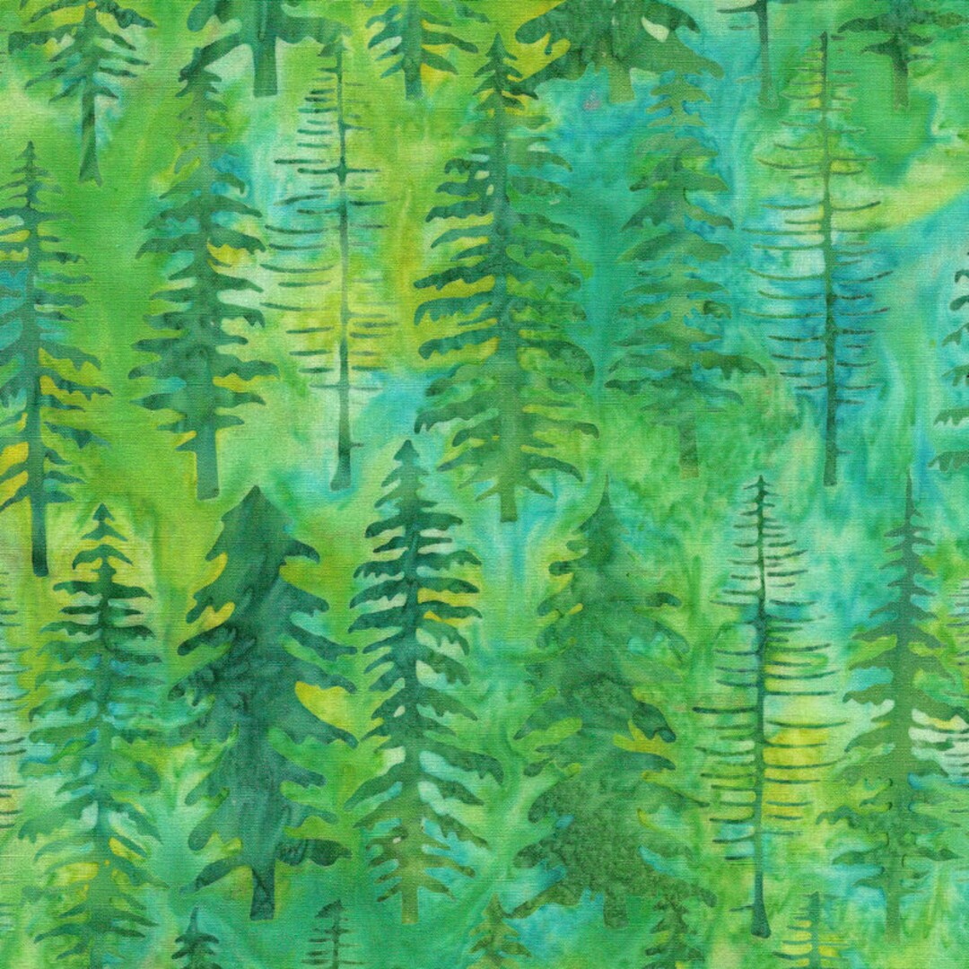 BATIK FABRIC Realistic Tree in Lemon Lime From Farm Fresh Collection by ...