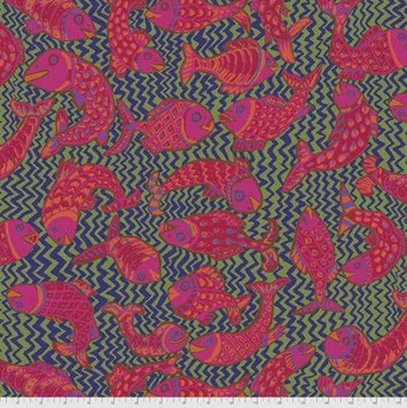 Kaffe Fassett Koi Polloi Fish in Green From Brandon Mably for | Etsy