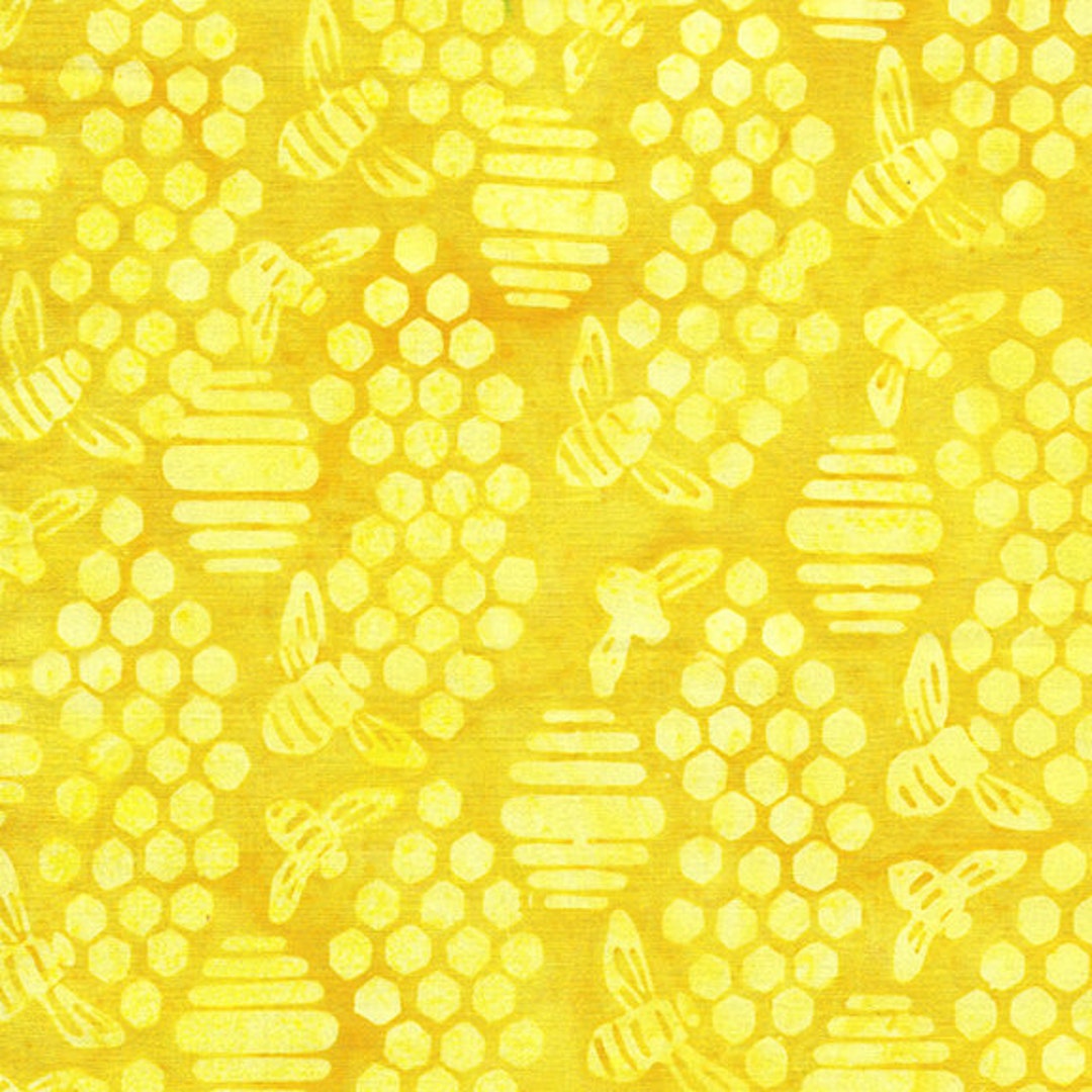 BATIK FABRIC - Bee Honeycomb in Orange Taxi From Beehive Buzz ...