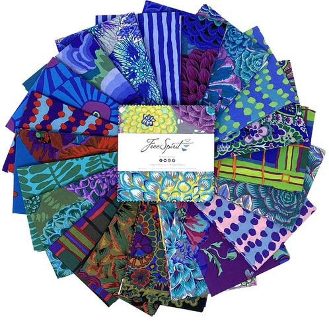 Kaffe Fassett Charm Pack Cool 5x5 Charm Pack From August 2022 Collective by Free Spirit Fabric ...