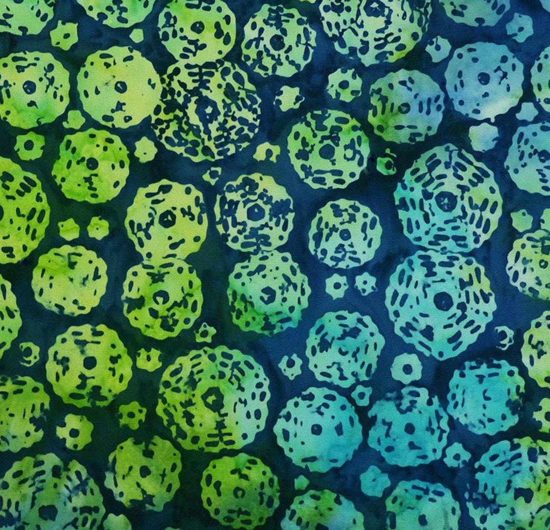 Rickshaw Blue & Green Sand Dollar Hand-dyed Bali Batik From Batik by ...