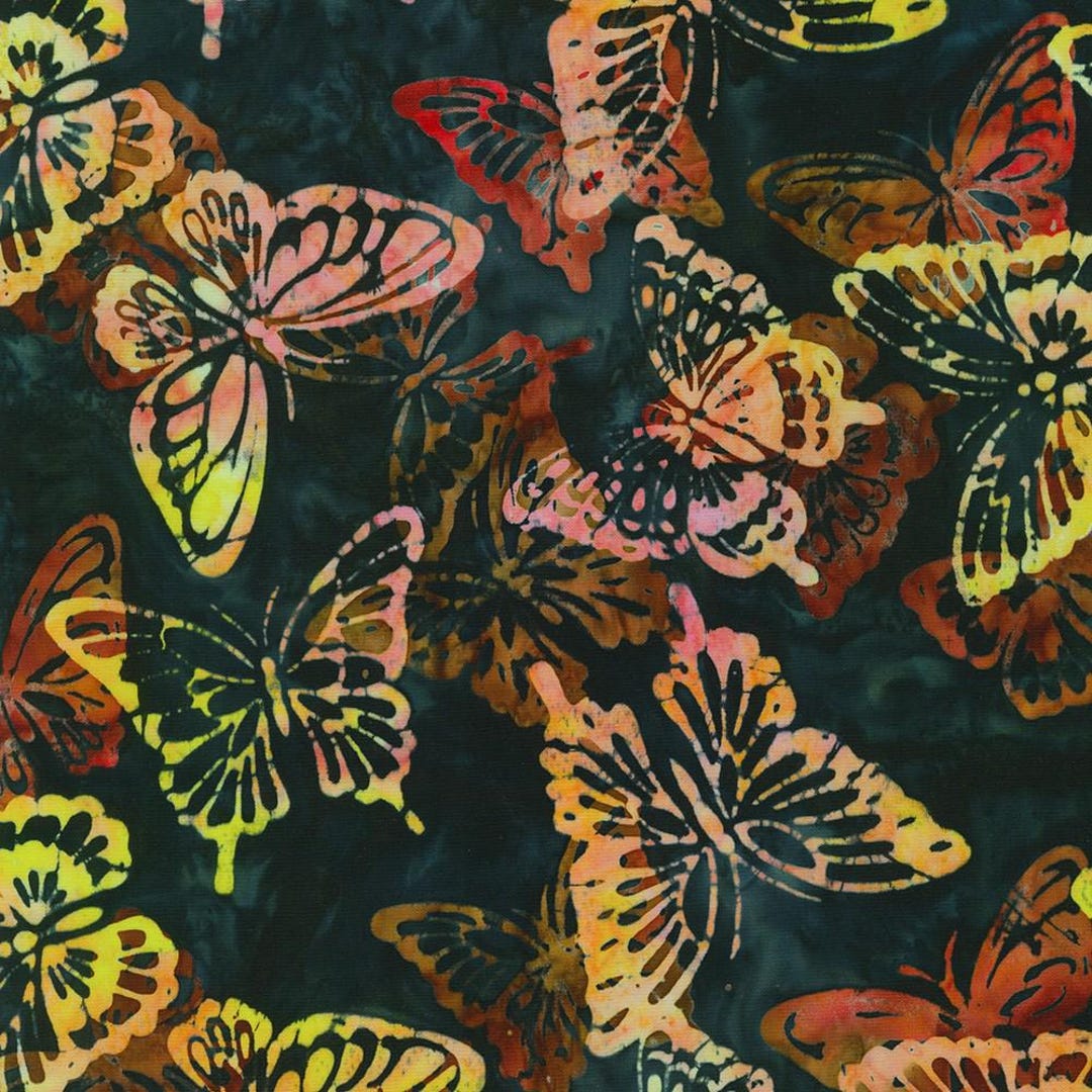 Batik Fabric - Butterflies in Ginger From the Butterfly Habitat ...