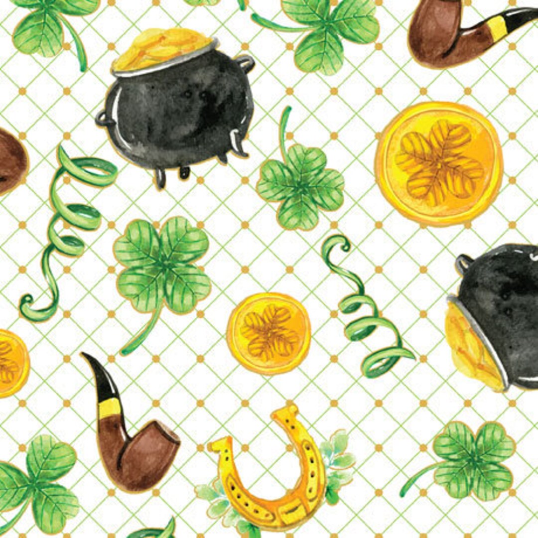 St Pat's Toss in White - Pot O Gold for QT Fabrics - 100% Cotton - Etsy