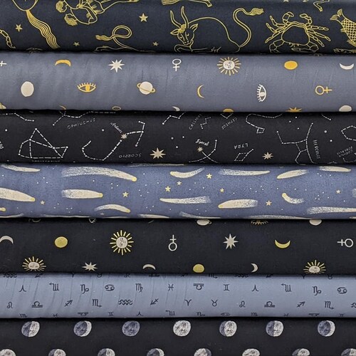 Moon and Stars Astrological Fabric Moon and Stars Outer | Etsy