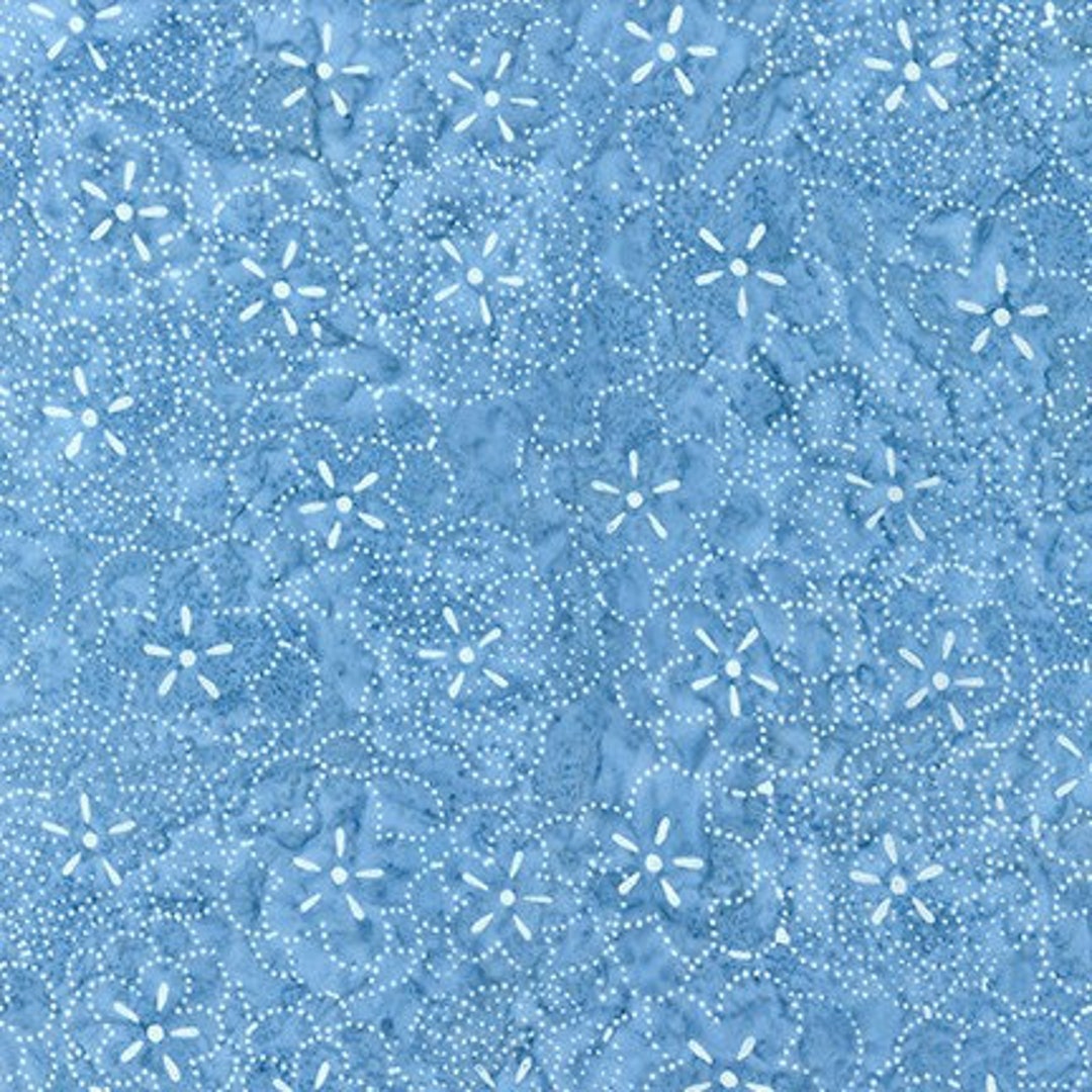 Batik Fabric- Floating Flowers in Denim Blue by Lunn Studios From ...