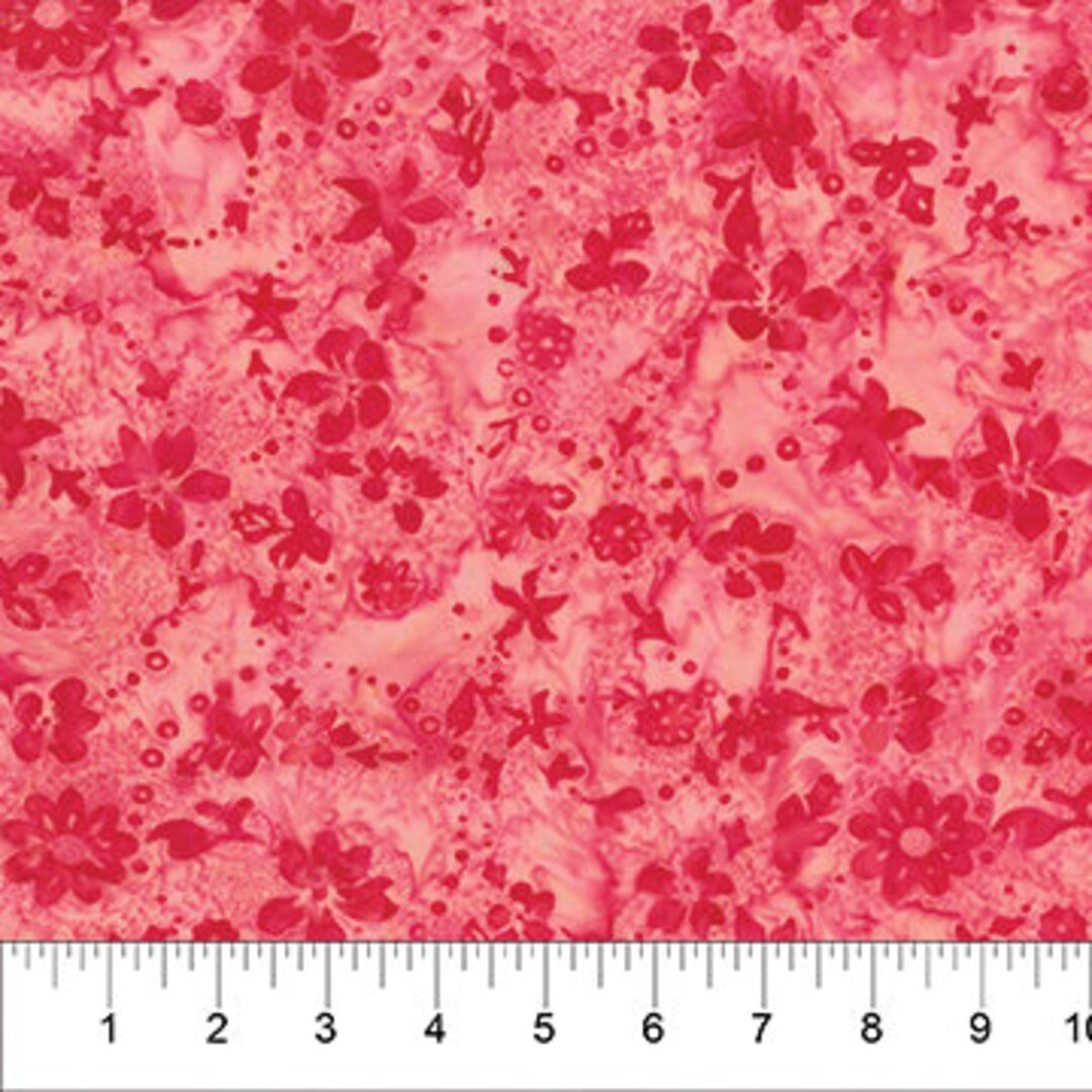 Batik Fabric - Circles Floral in Red From Banyan Batik Rose Parade ...