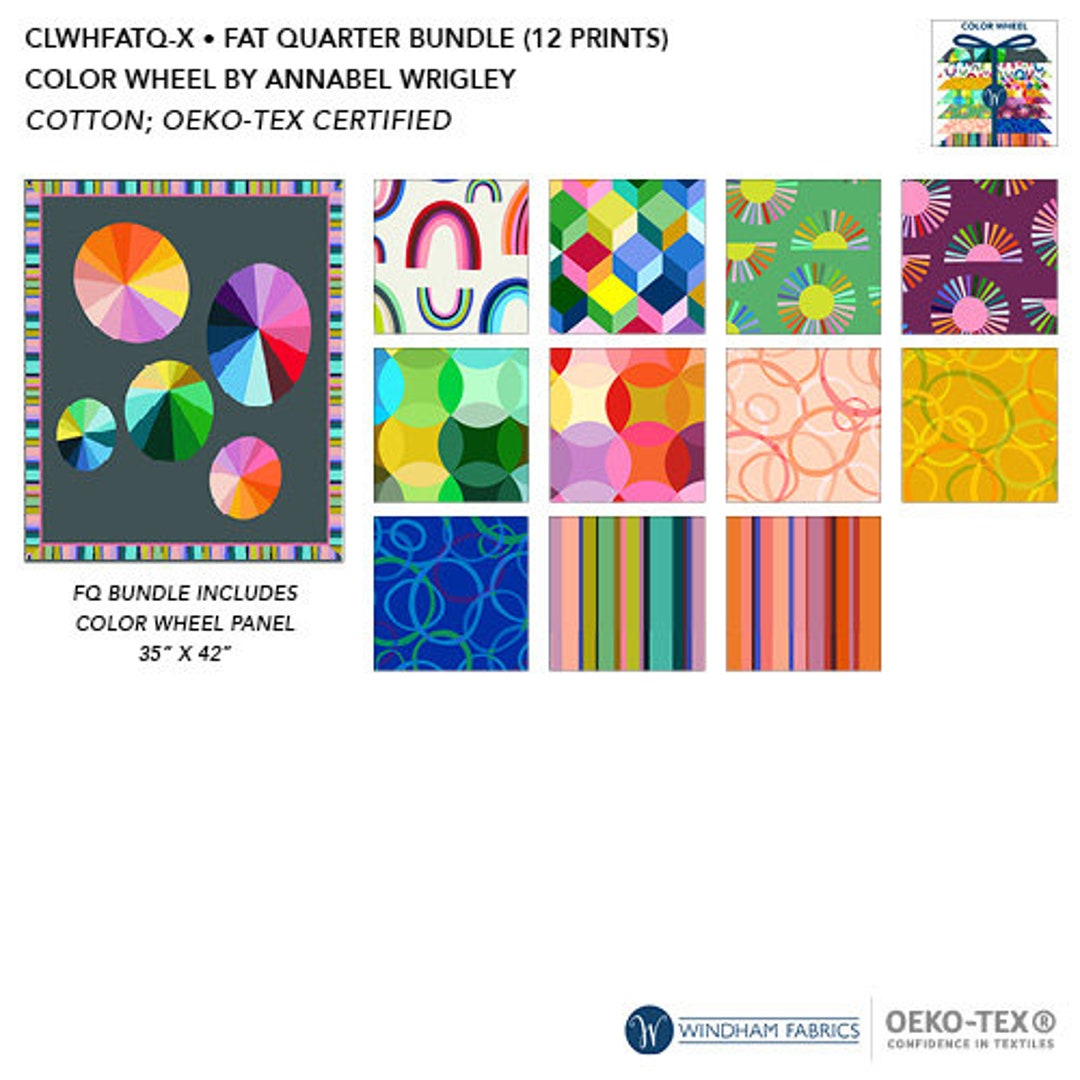 Color Wheel (11) FAT QUARTER and PANEL (35"x42") Bundle From Windham ...