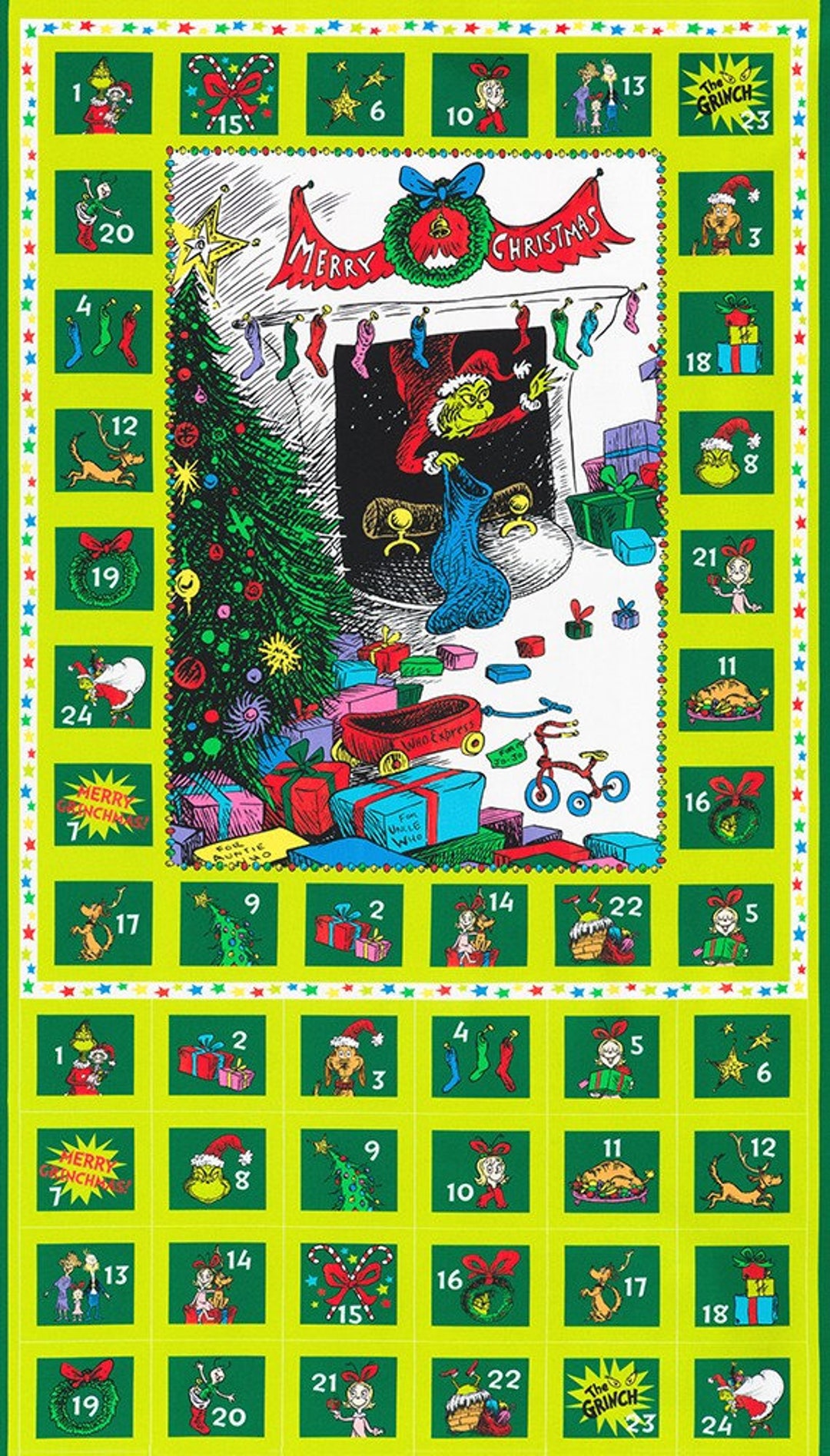 Panel - Lime Green Grinch Advent Calendar Panel From How the Grinch ...