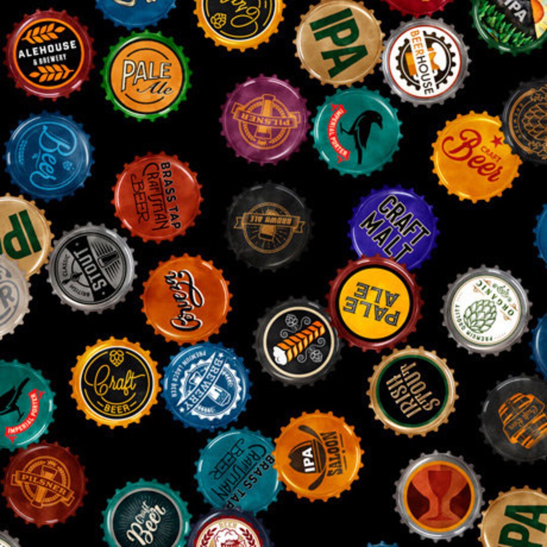 Beer Bottle Caps in Black From on Tap Collection by Dan Morris for QT ...